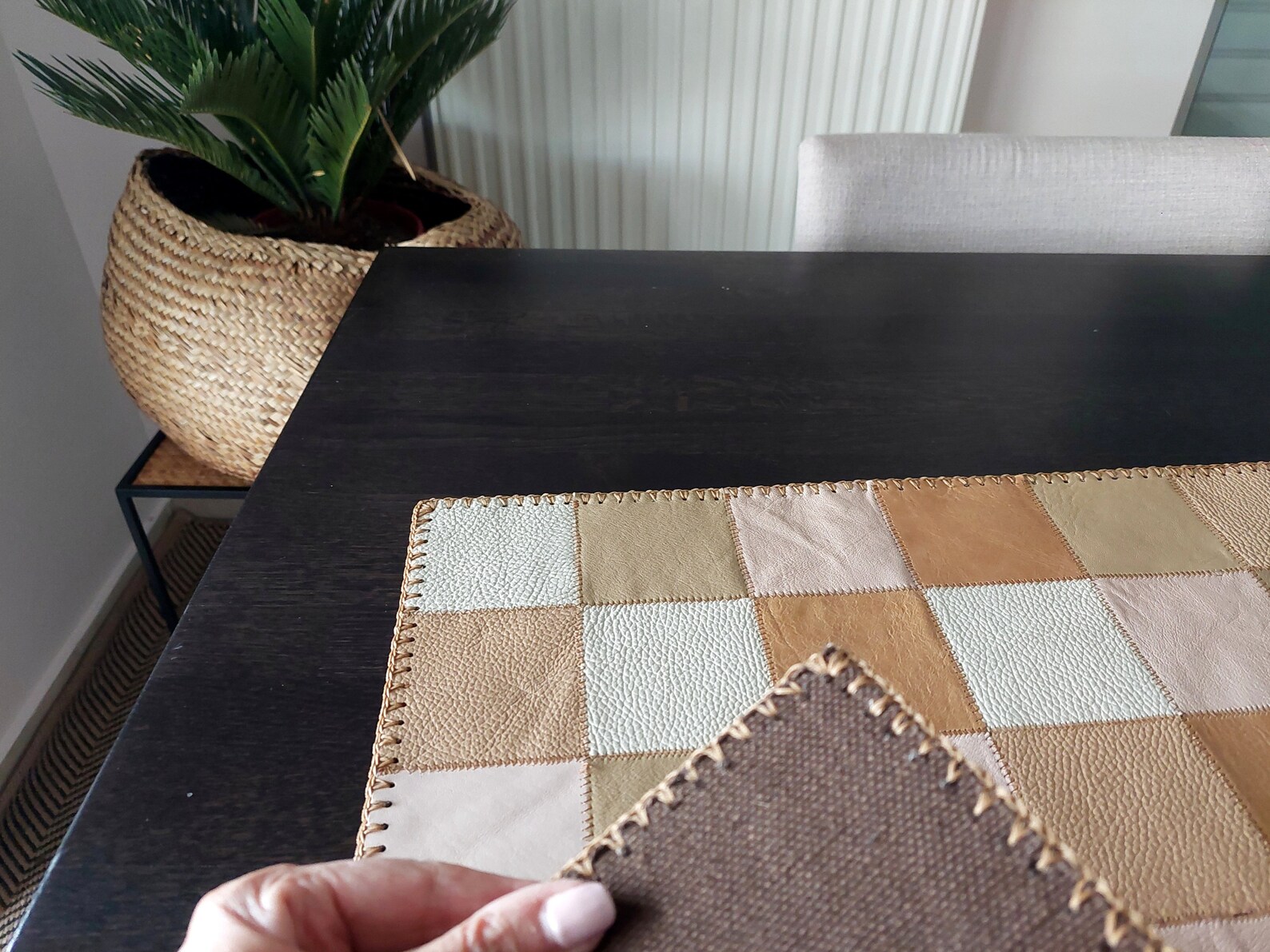 Handmade Leather Patchwork Table Runner / Genuine Leather Table Runner ...