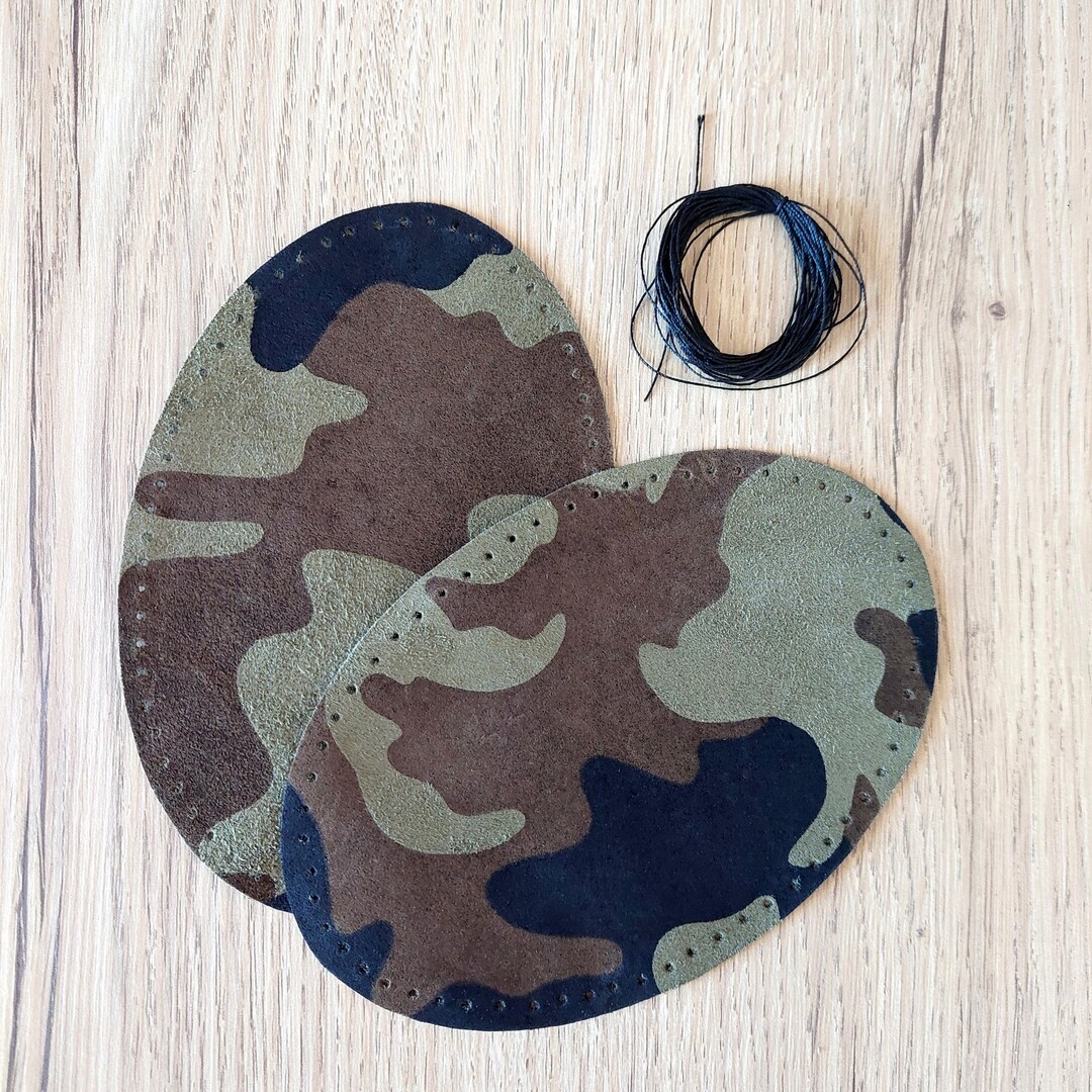 Pair of Army Camo Suede Oval Elbow Knee Patches: Italian Leather, Punched or Unpunched - Etsy