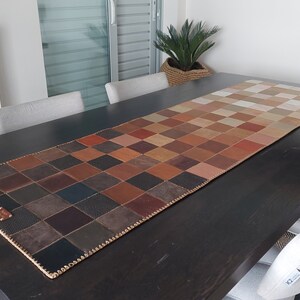 Handmade Leather Patchwork Table Runner / Genuine Leather Table Runner ...