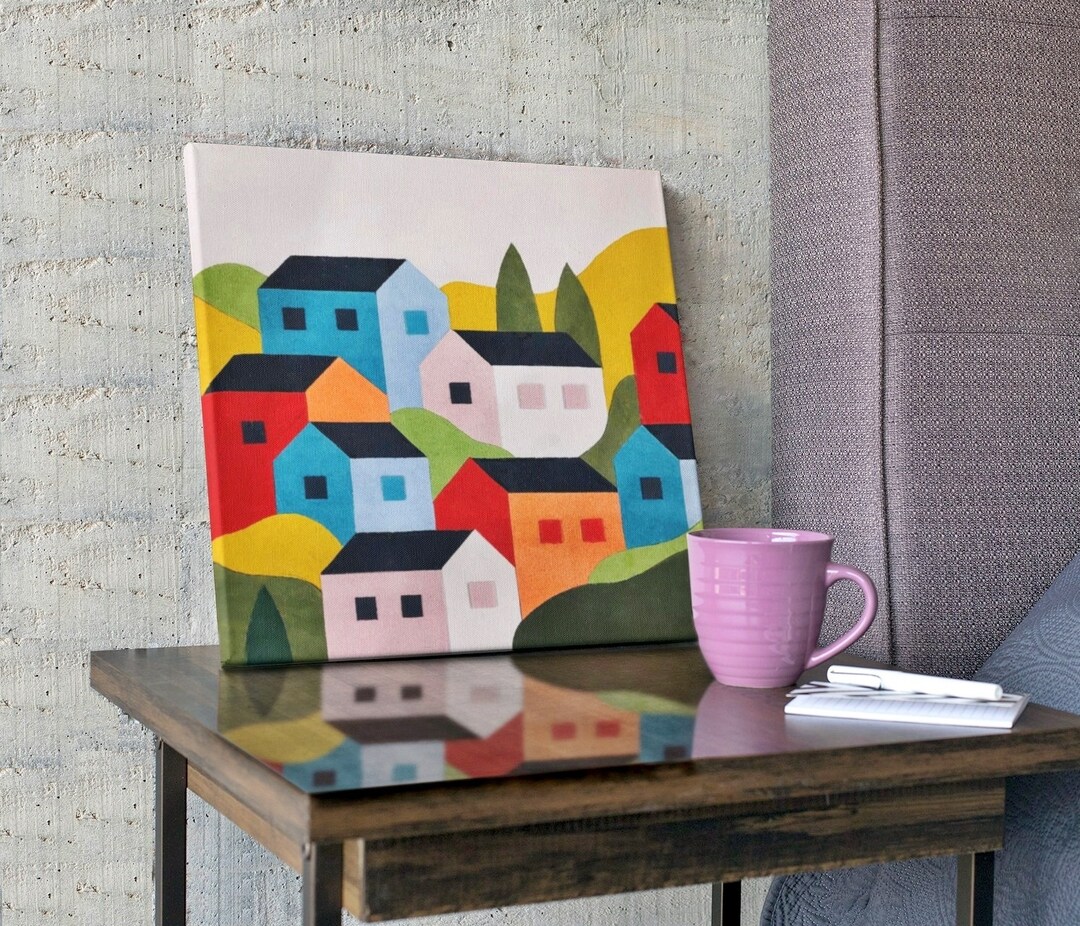 Suede Leather Colorful Wall Art, Handmade Square Patchwork Wall Decor, Genuine Leather Unframed ...