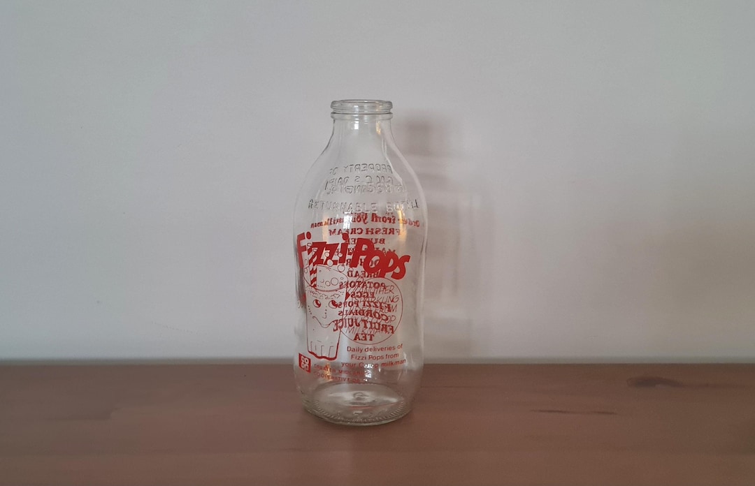 Vintage Glass Milk Bottle 1980s Fizzi-pops - Etsy
