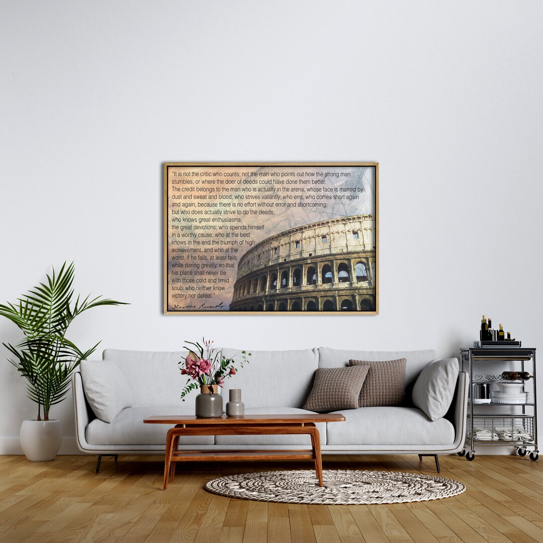 The Man in the Arena Theodore Roosevelt, Hanging Print,hanging Quote ...