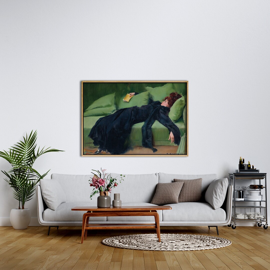 After the Dance,decadent Young Woman, Ramon Casas,lady Lying on Couch ...