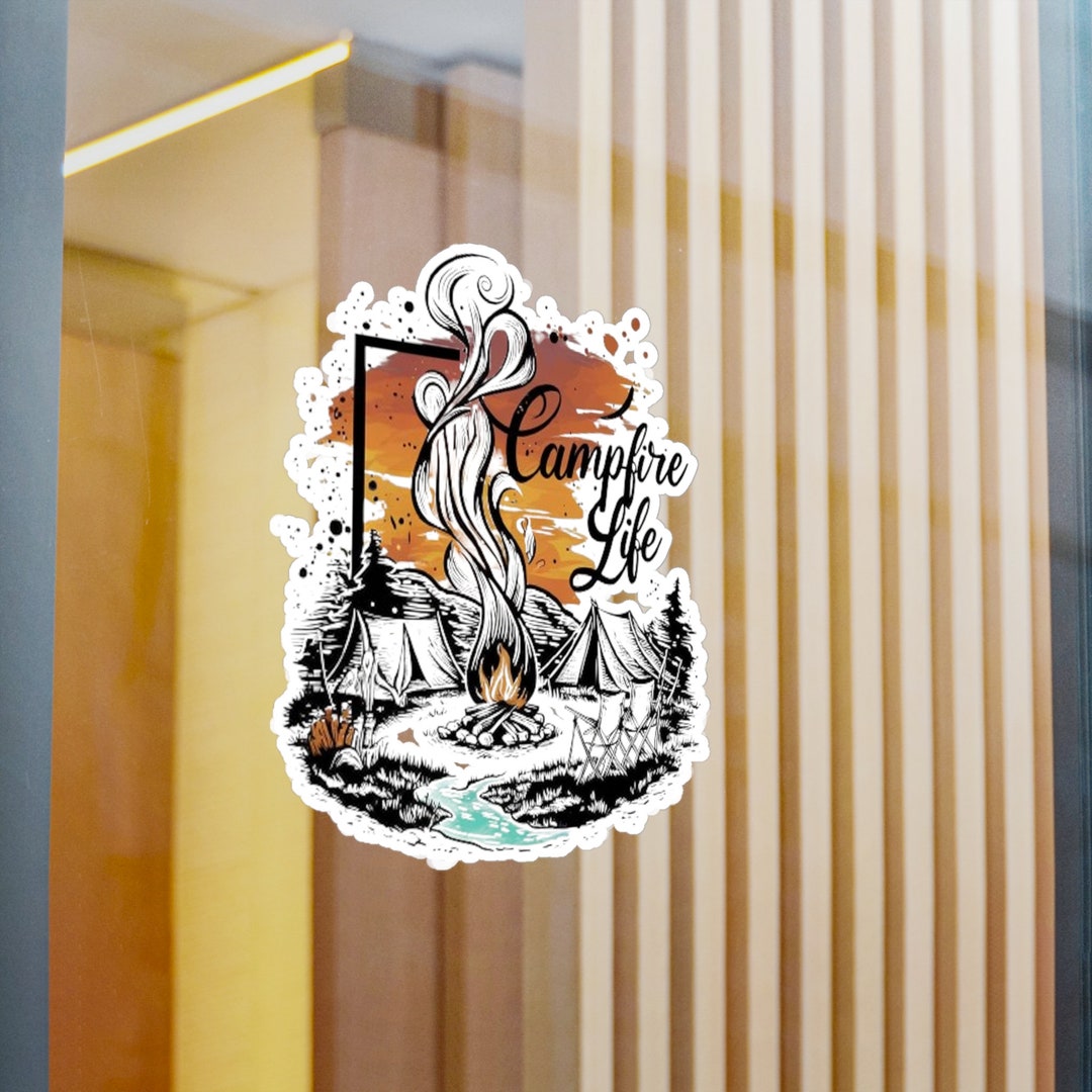 Campfire Life Camping Themed Kiss-cut Vinyl Decals - Etsy