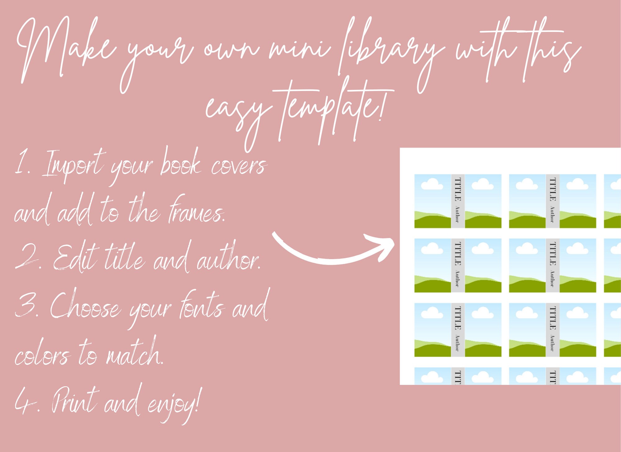 Mini Book Cover Template - Etsy