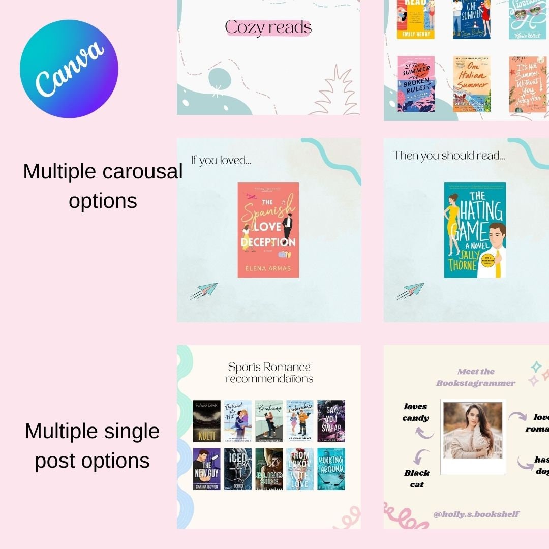 Pastel Instagram Book Template Bundle for Bookstagram Highlight Cover ...