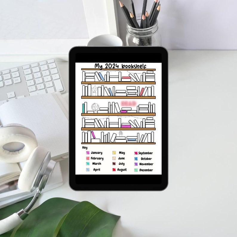 2024 Digital Book Bookshelf Tracker Printable and Editable PDF File ...