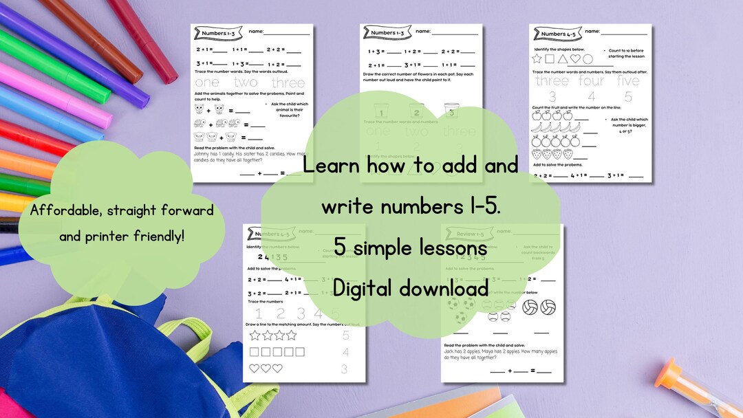 Learn Numbers 1-5 |kindergarten, Grade 1 Math |homeschool Math for ...