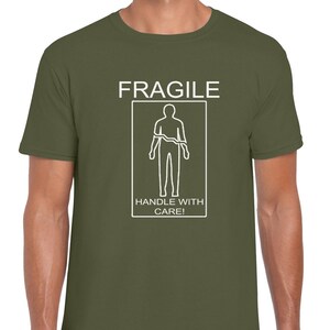 Fragile Handle With Care Mens T Shirt Top Funny Safety Sign Joke ...