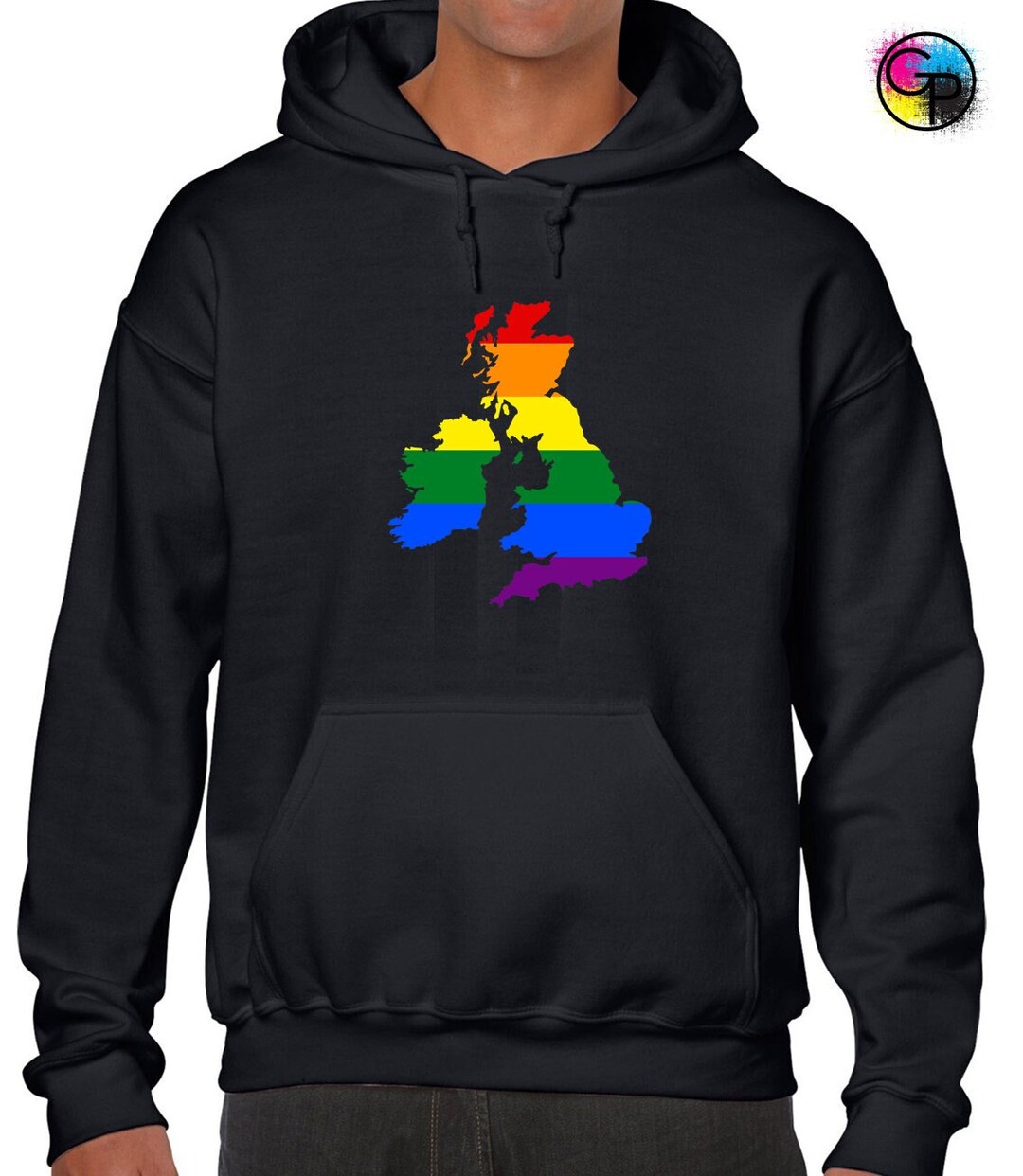 Map of Pride Hoody Hoodie Lgbt Gay Lesbian Pride Rainbow Flag Uk ...