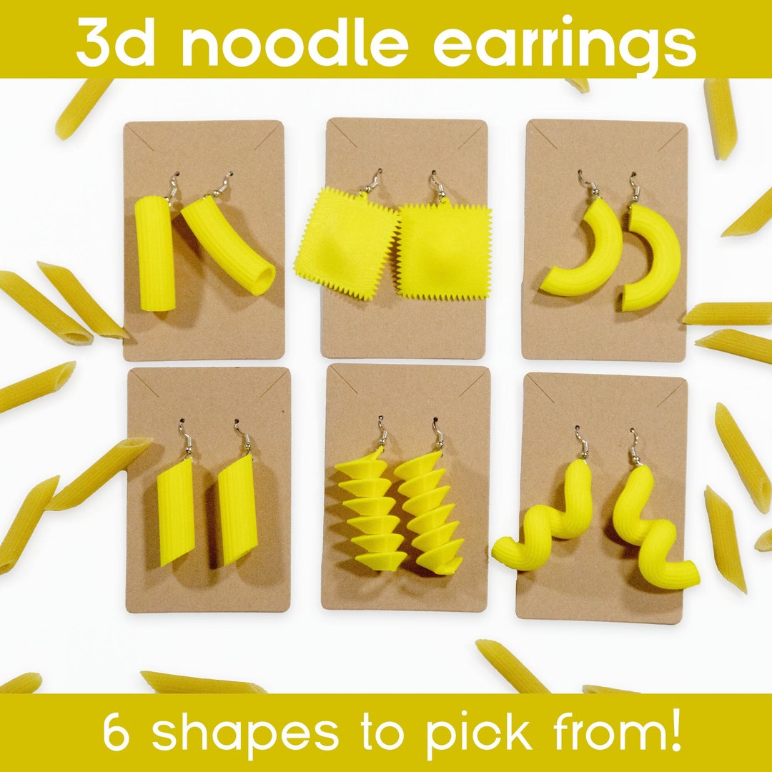 Noodle Earrings Pasta, Food, Weird, Kawaii 3d Printed Dangle Jewelry - Etsy