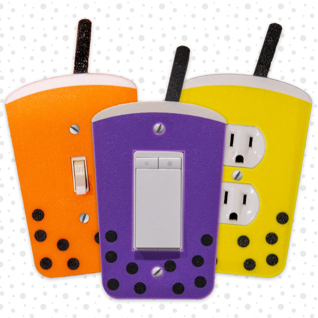 Bubble Tea Light Switch Cover, Boba 3d Print Single Plate, Kawaii ...