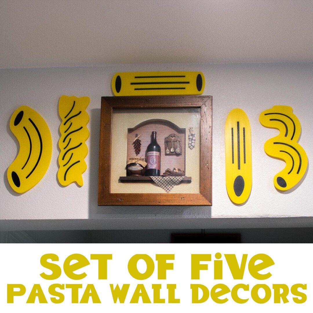 Pasta Wall Decorations SET OF 5, Cute Noodle Kitchen Home Decor, Fake ...