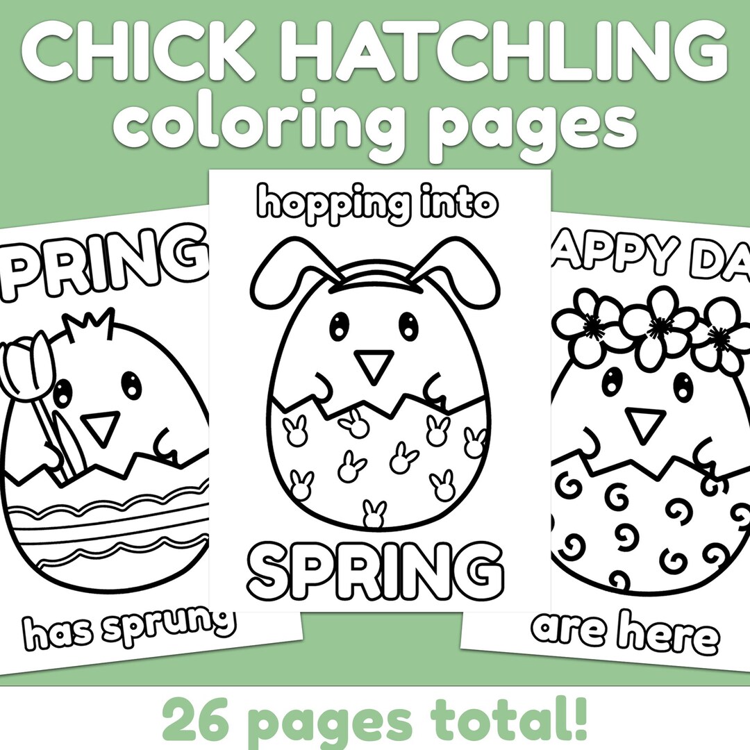 Chick Hatchling Coloring Pages, Cute Baby Animal Art, Fun Spring ...