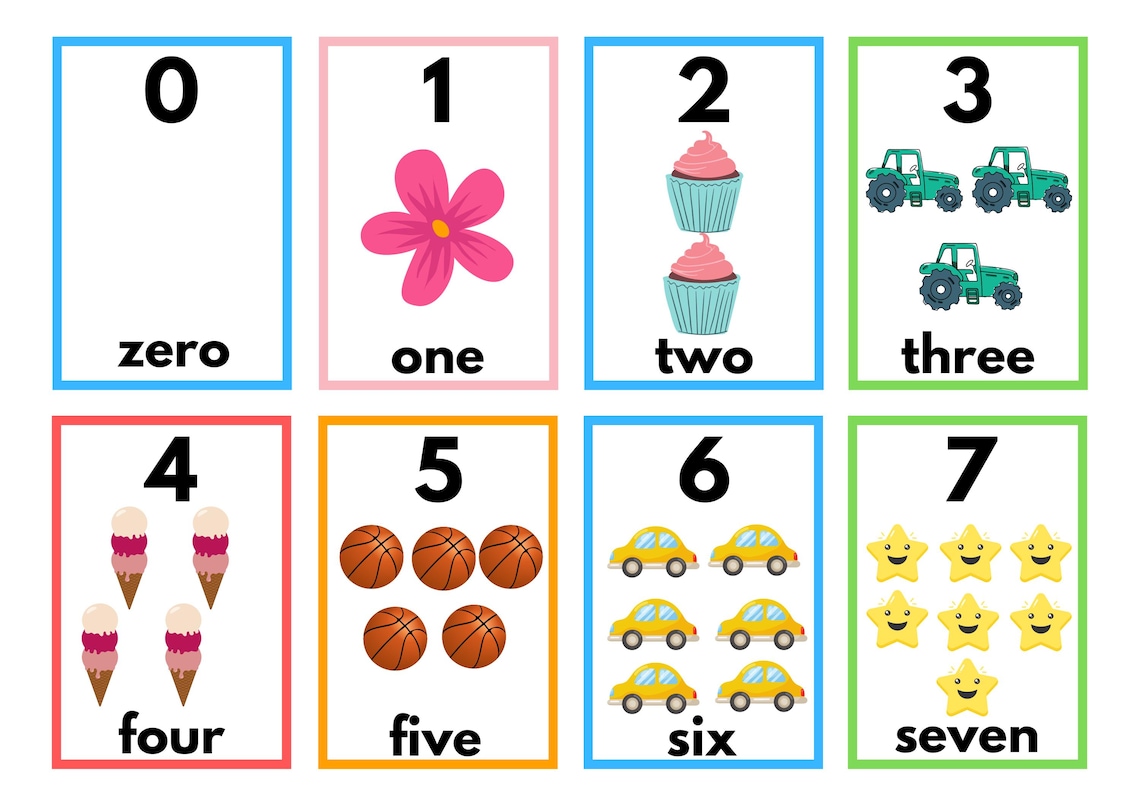 Printable Math Flashcards 0-20 for Kids – Colorful Number Recognition ...