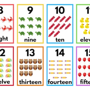Printable Math Flashcards 0-20 for Kids – Colorful Number Recognition ...