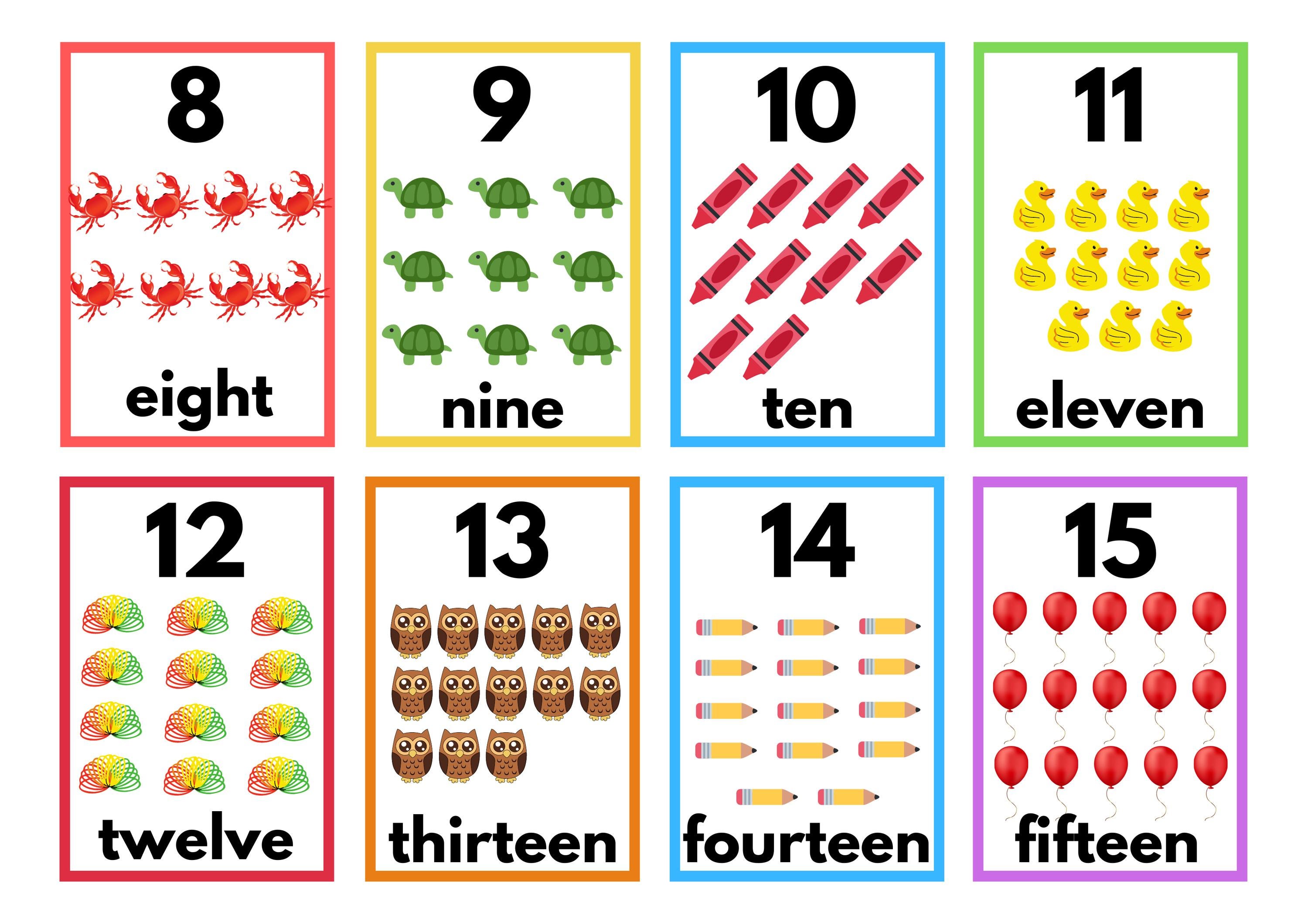 Printable Math Flashcards 0-20 for Kids – Colorful Number Recognition ...