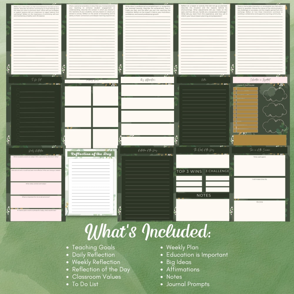 Editable Teacher Planning and Reflection Workbook Resell or Use - Etsy