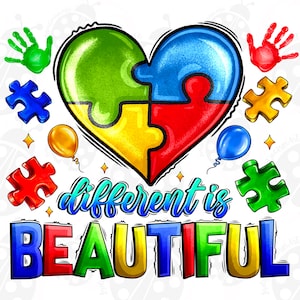 Different is Beautiful Autism Png Sublimation Design Download, Autism ...