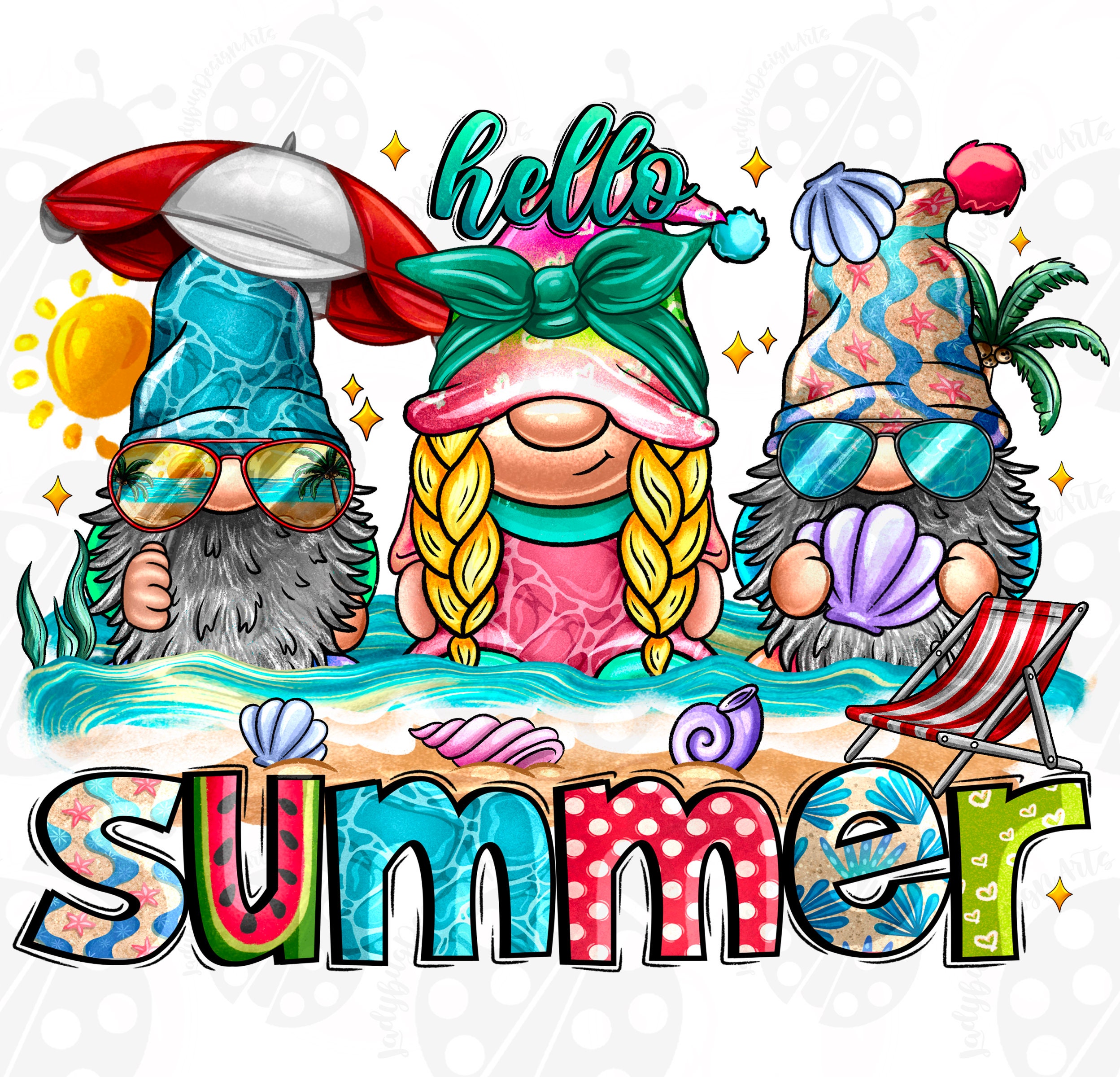 Hello Summer Gnomes Png Sublimation Design Download, Tie Dye Gnomes Png ...