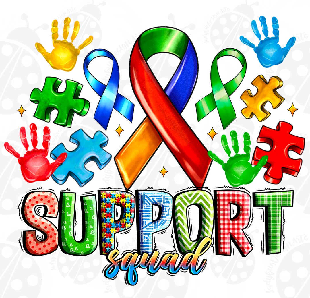 Support Squad Autism Png Sublimation Design Download, Autism Awareness ...