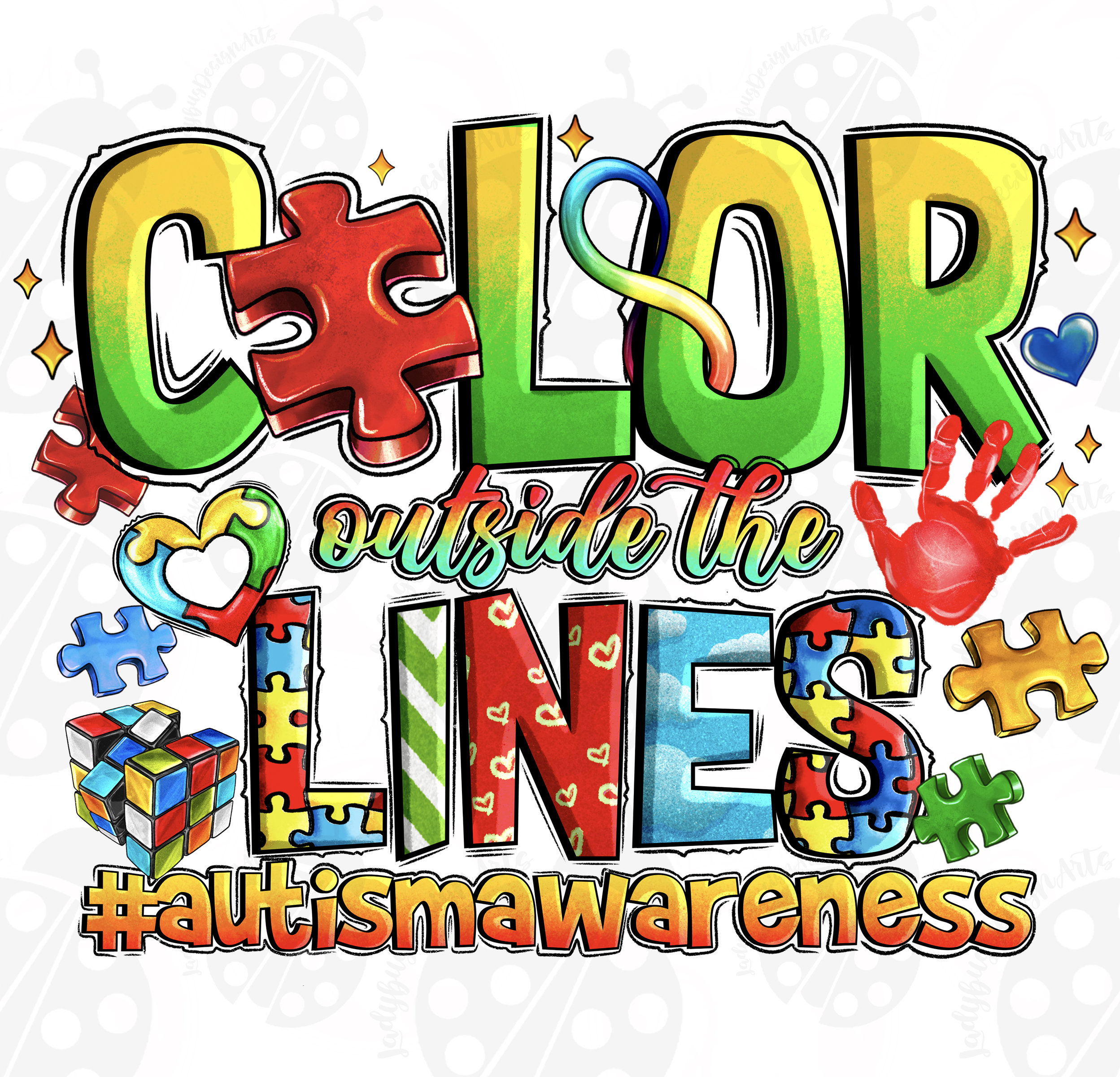 Color Outside the Lines Autism Awareness Png Sublimation Design ...