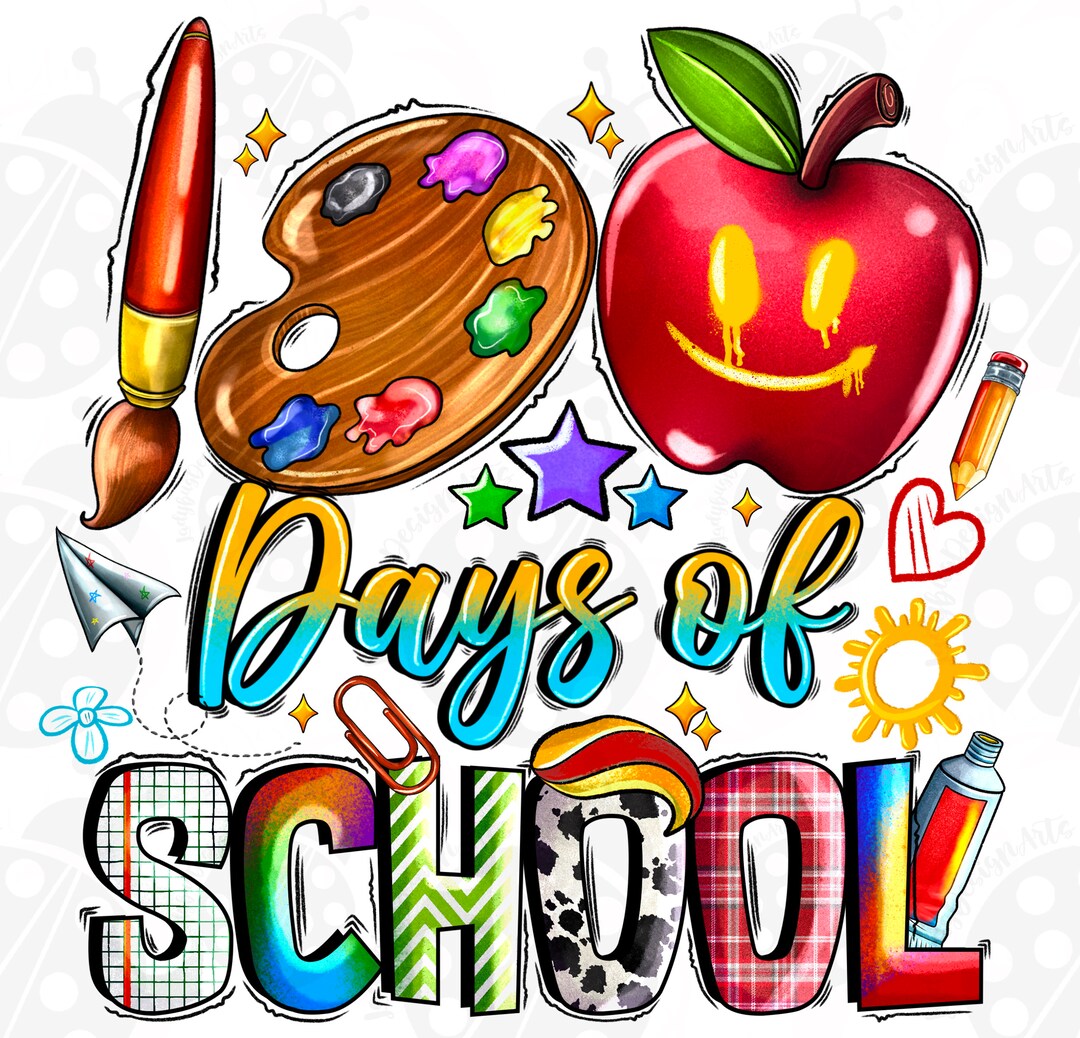100 Day's of School Png, Sublimation Design Download, Happy 100 Days ...