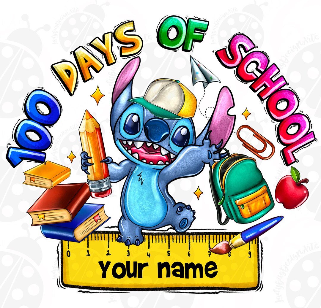 Kids Your Name 100 Days of School Png, Sublimation Design Download ...