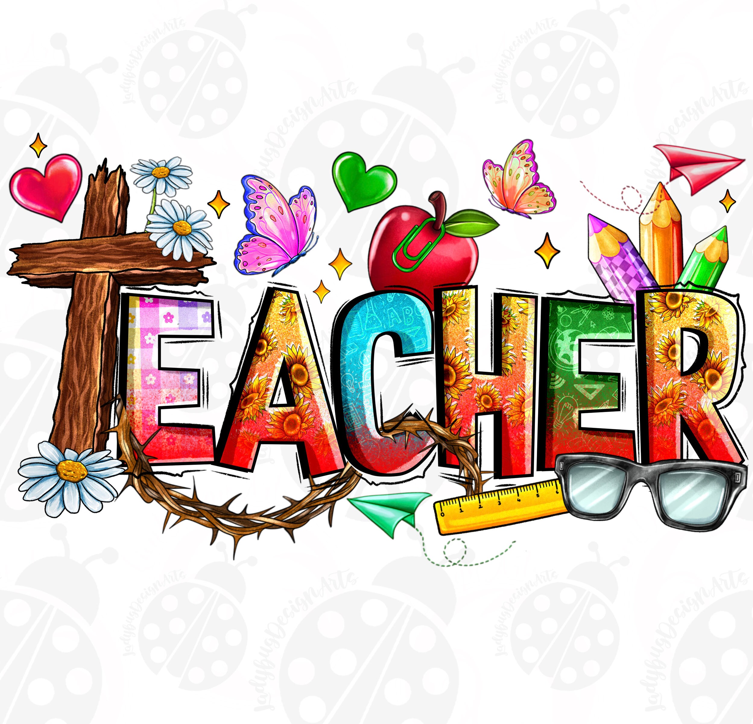 Christian Teacher Png, Cross Png, Sublimation Design Download ...