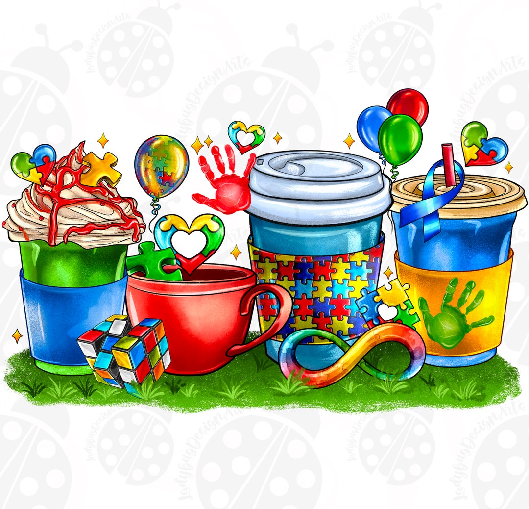 Autism Coffee Cups Png, Sublimation Design Download, Coffee Cups Png ...