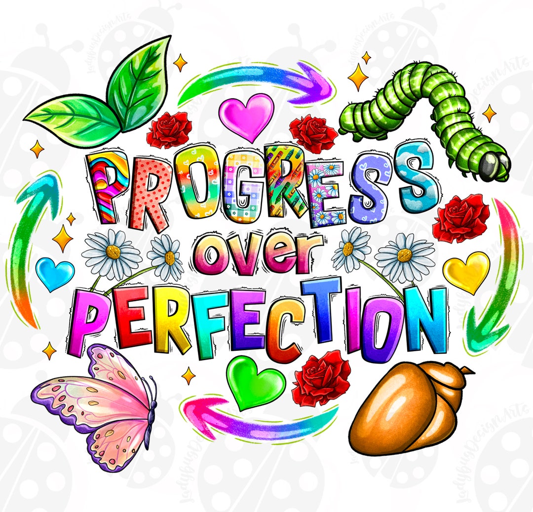 Progress Over Perfection Teacher Png, Butterflies School Gift for Teacher, Happy 100 Day of ...