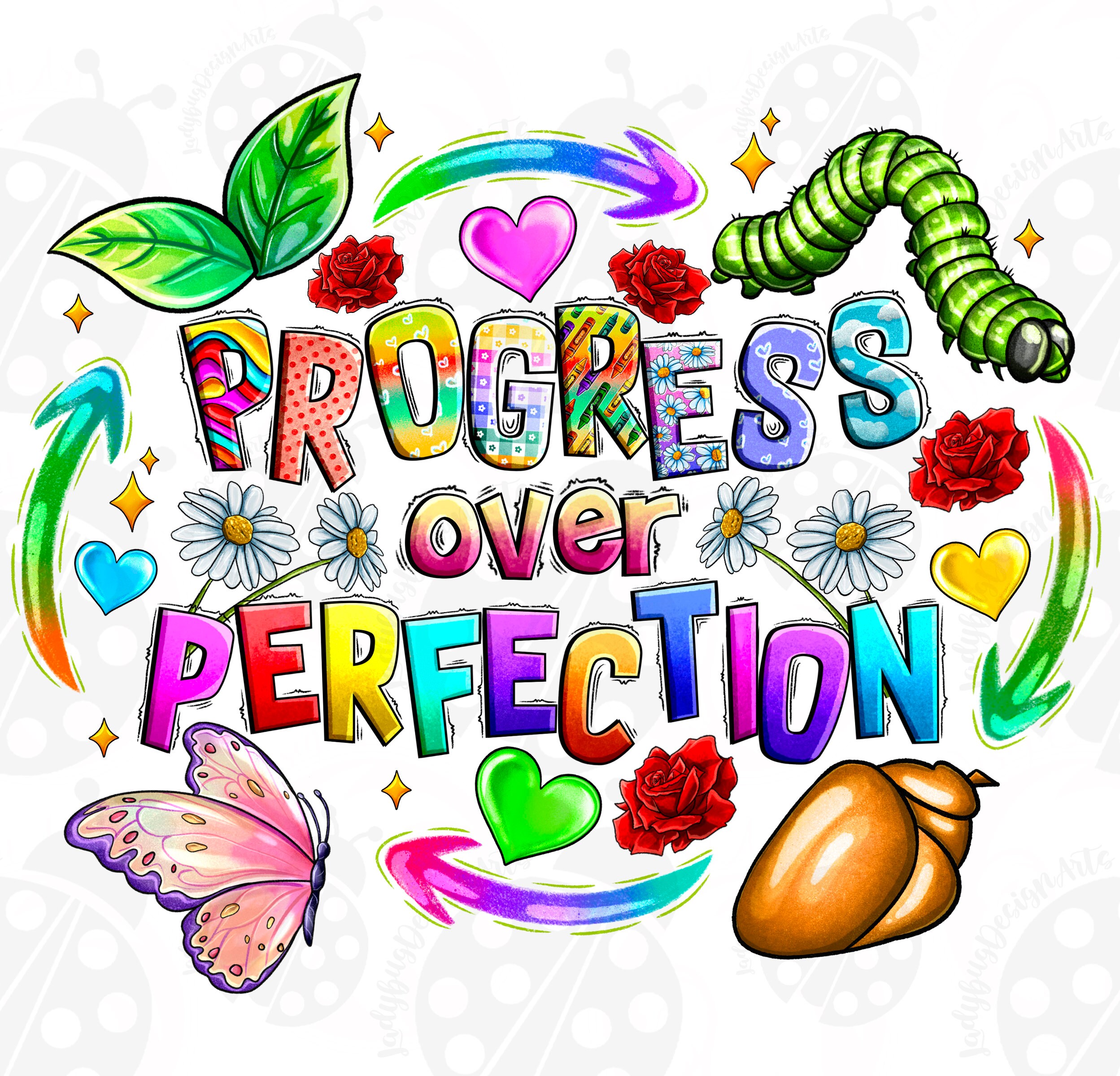 Progress Over Perfection Teacher Png, Butterflies School Gift for ...