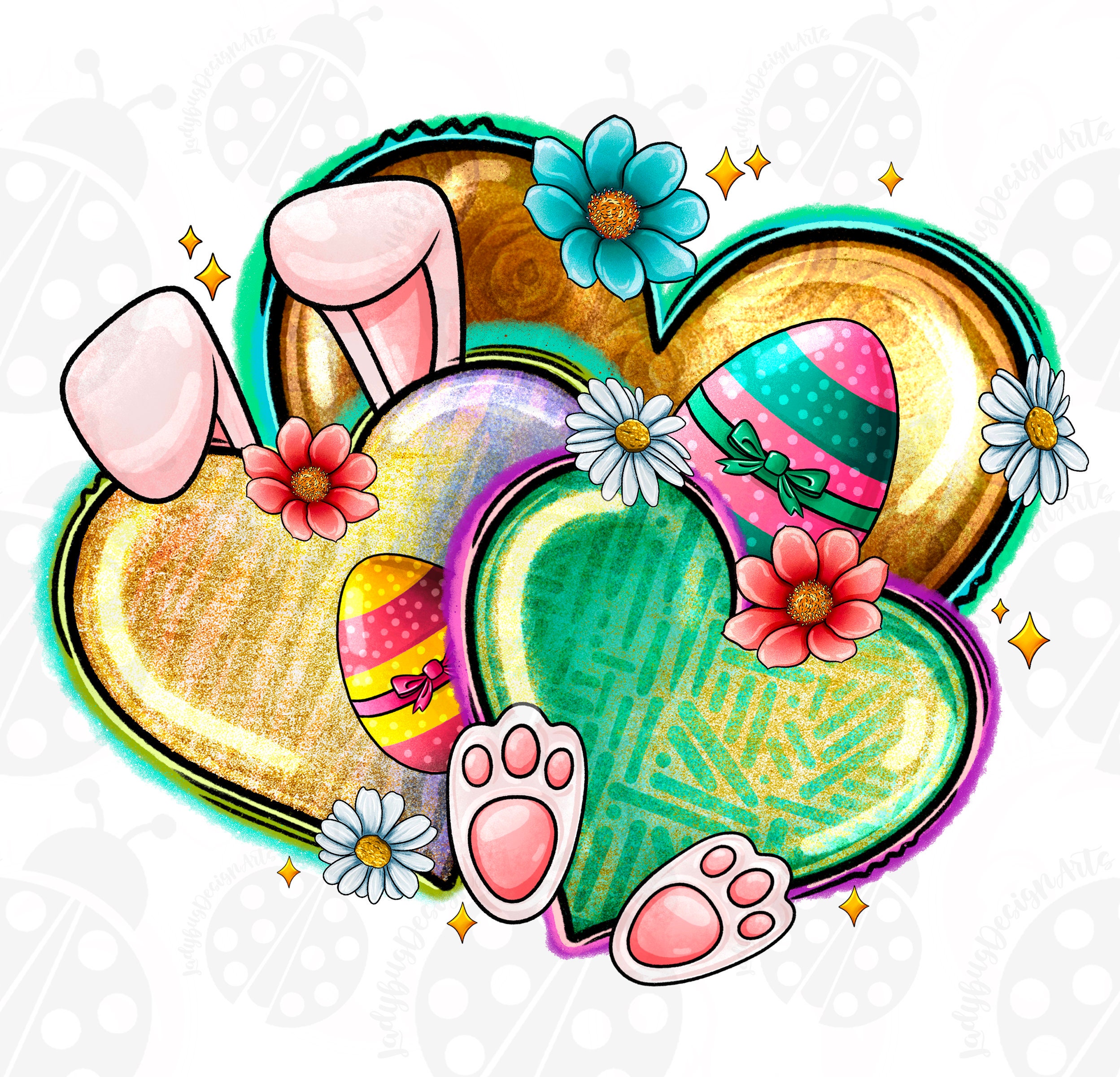 Easter Hearts Png, Sublimation Design Download, Happy Easter Day Png ...