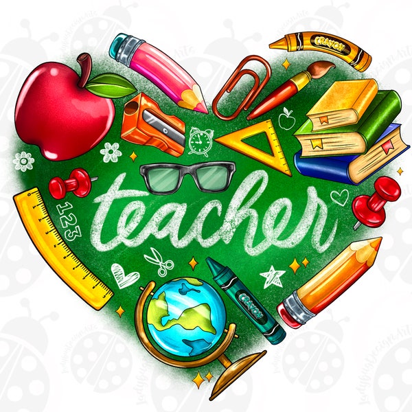 Teacher Heart - Etsy