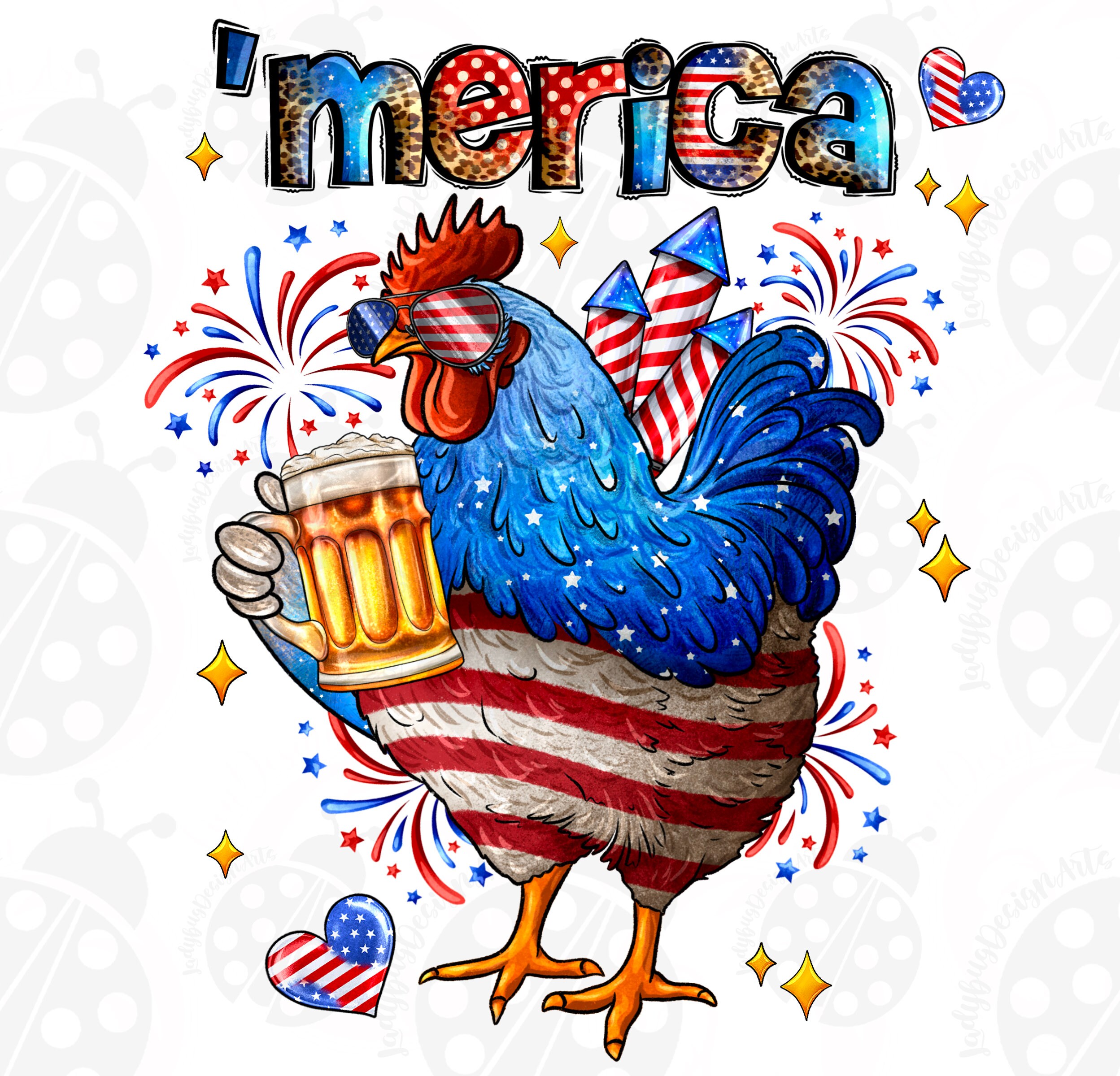 Merica 4th July Chicken Beer Png, 4th of July Png, 4th of July Chicken ...