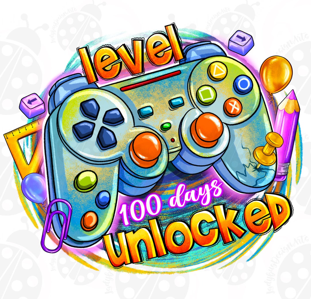Level 100 Days of School Complete PNG , Gamer Png, 100 Days of School ...