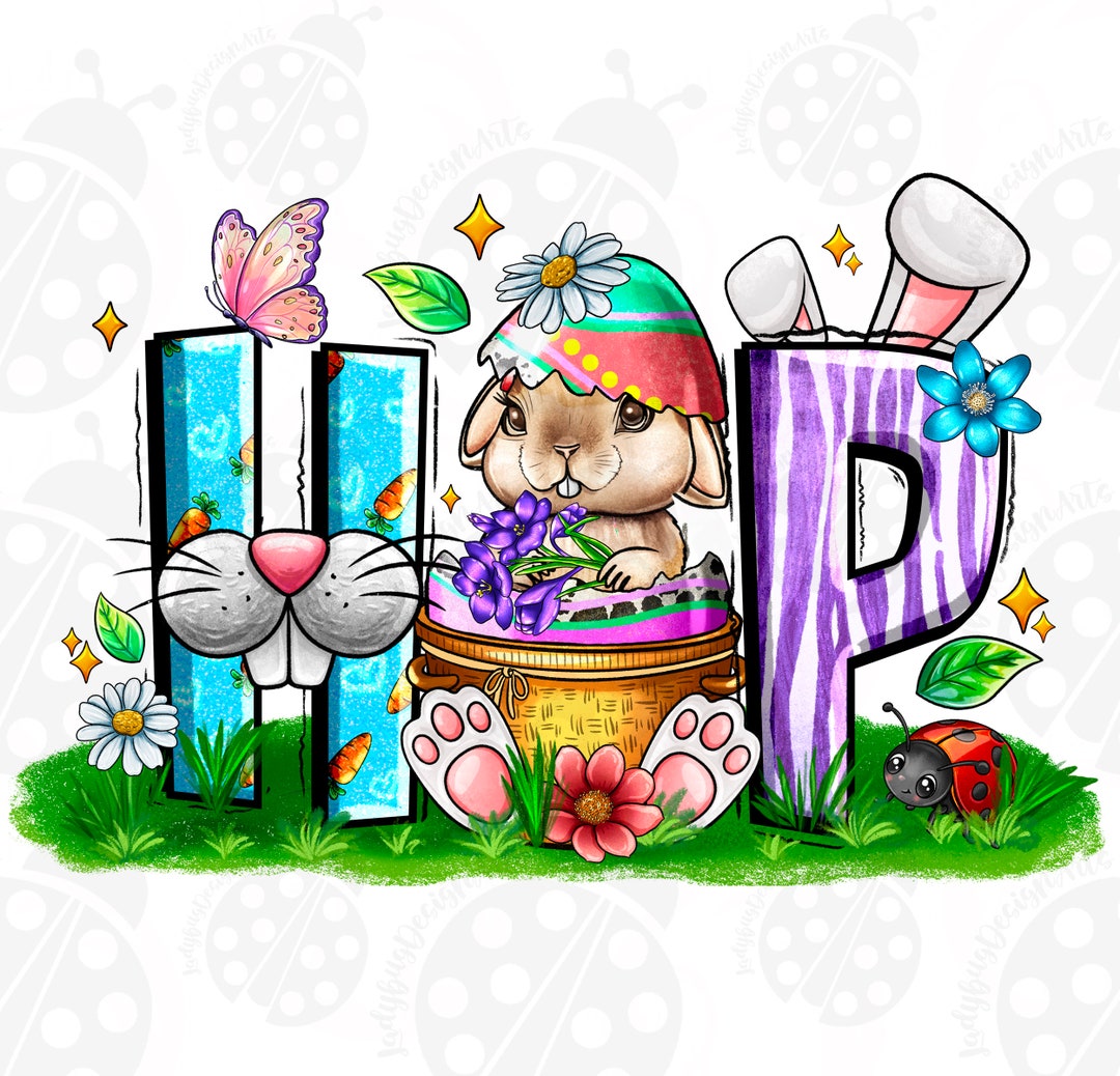 Hop Bunny Png, Sublimation Design Download, Happy Easter Day Png ...
