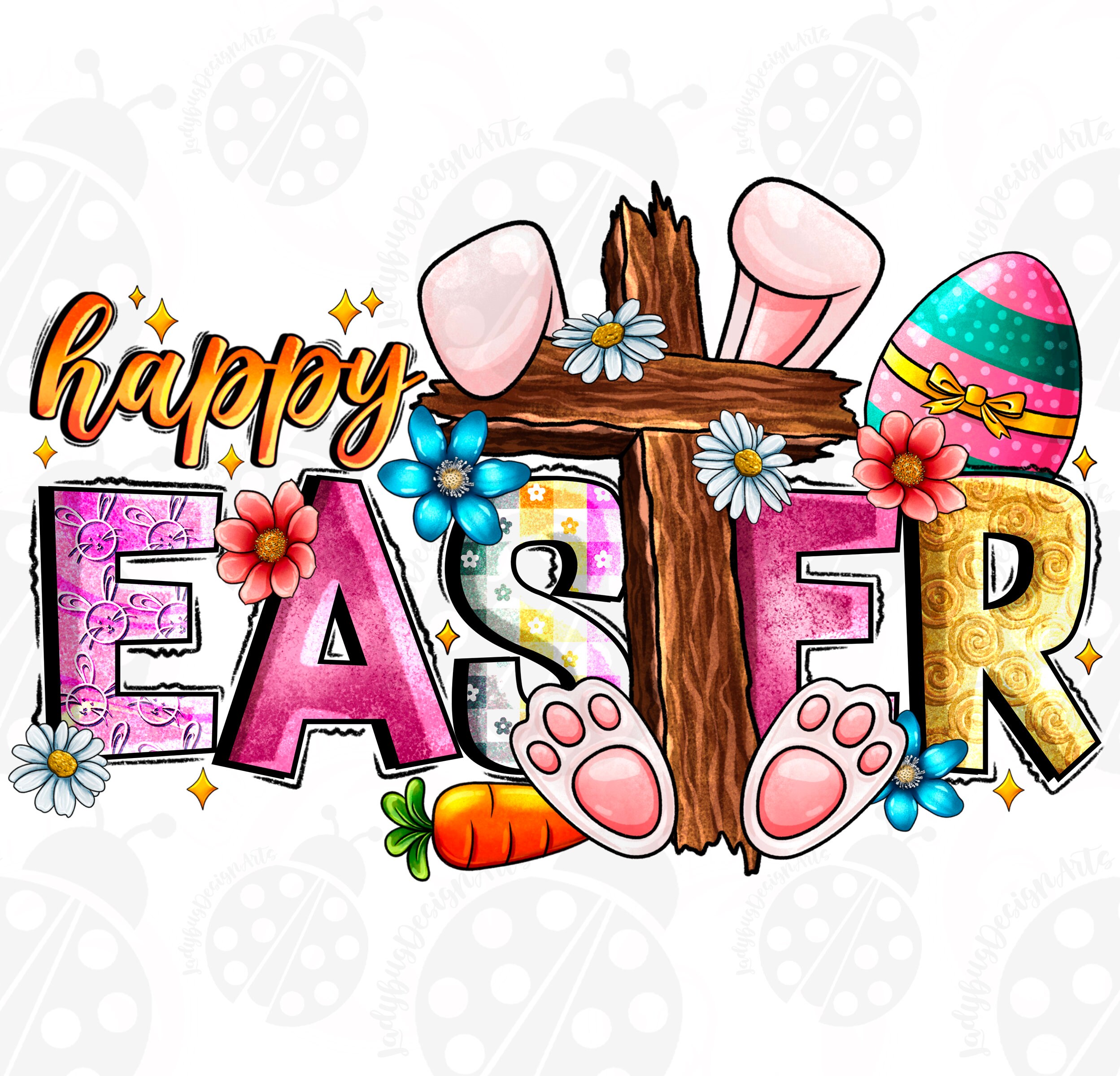 Happy Easter Cross Png, Happy Easter With Cross Png Sublimation Design ...