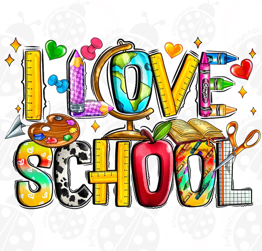 I Love School Png Sublimation Design Download, Western School Png ...