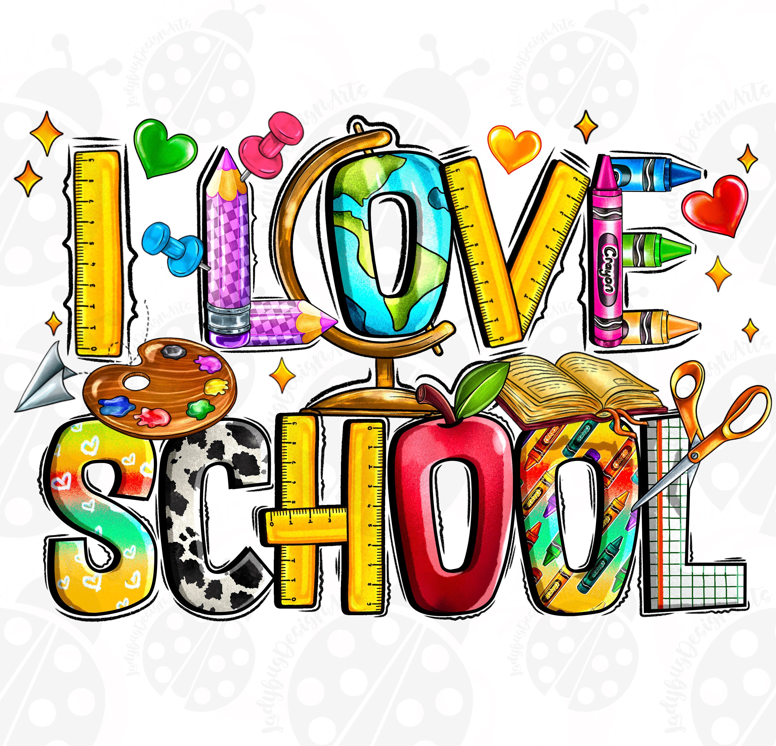 I Love School Png Sublimation Design Download, Western School Png, School Life Png, School Vibes ...