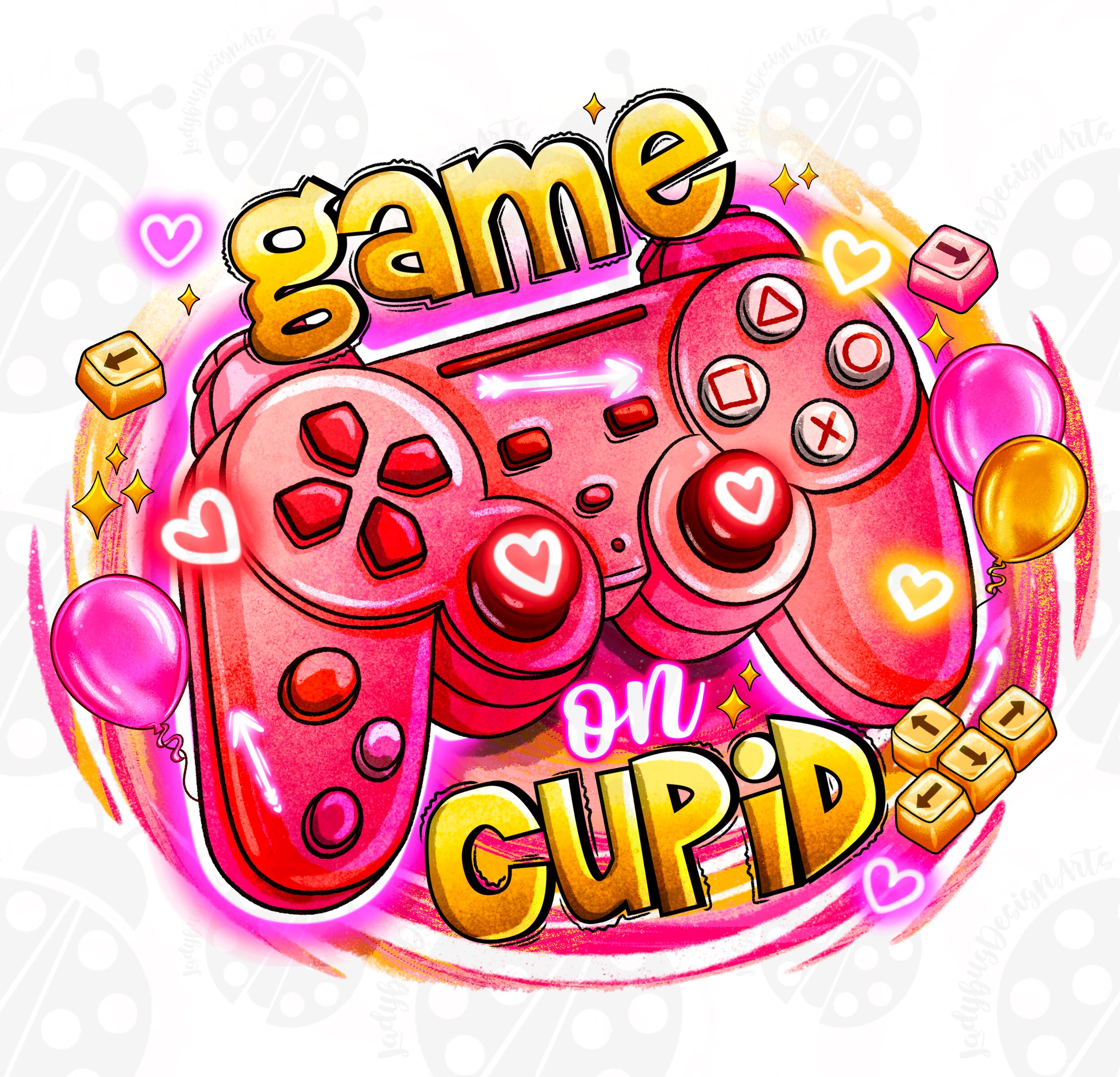 Game on Cupid Png, Video Game Controller Valentine Png, Game Lover Gift ...