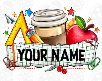 Custom Name Teacher Png, Teach Name Frame Png, Teacher Pencil Apple ...
