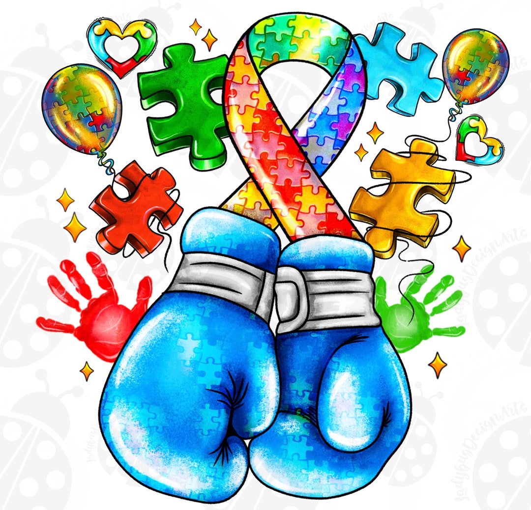 Autism Awareness With Boxing Gloves Png Sublimation Design Download ...