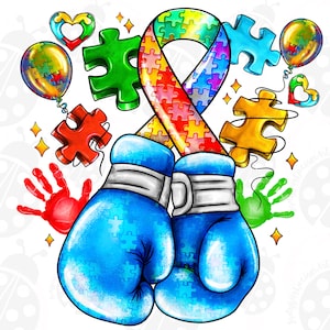 Autism Awareness With Boxing Gloves Png Sublimation Design Download ...