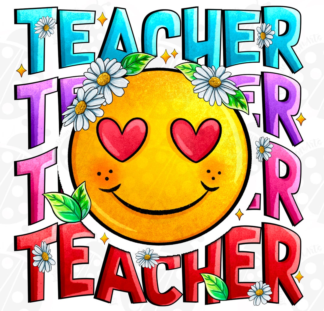 Teacher With Smile Emoji Png Sublimation Design Download, Back to ...