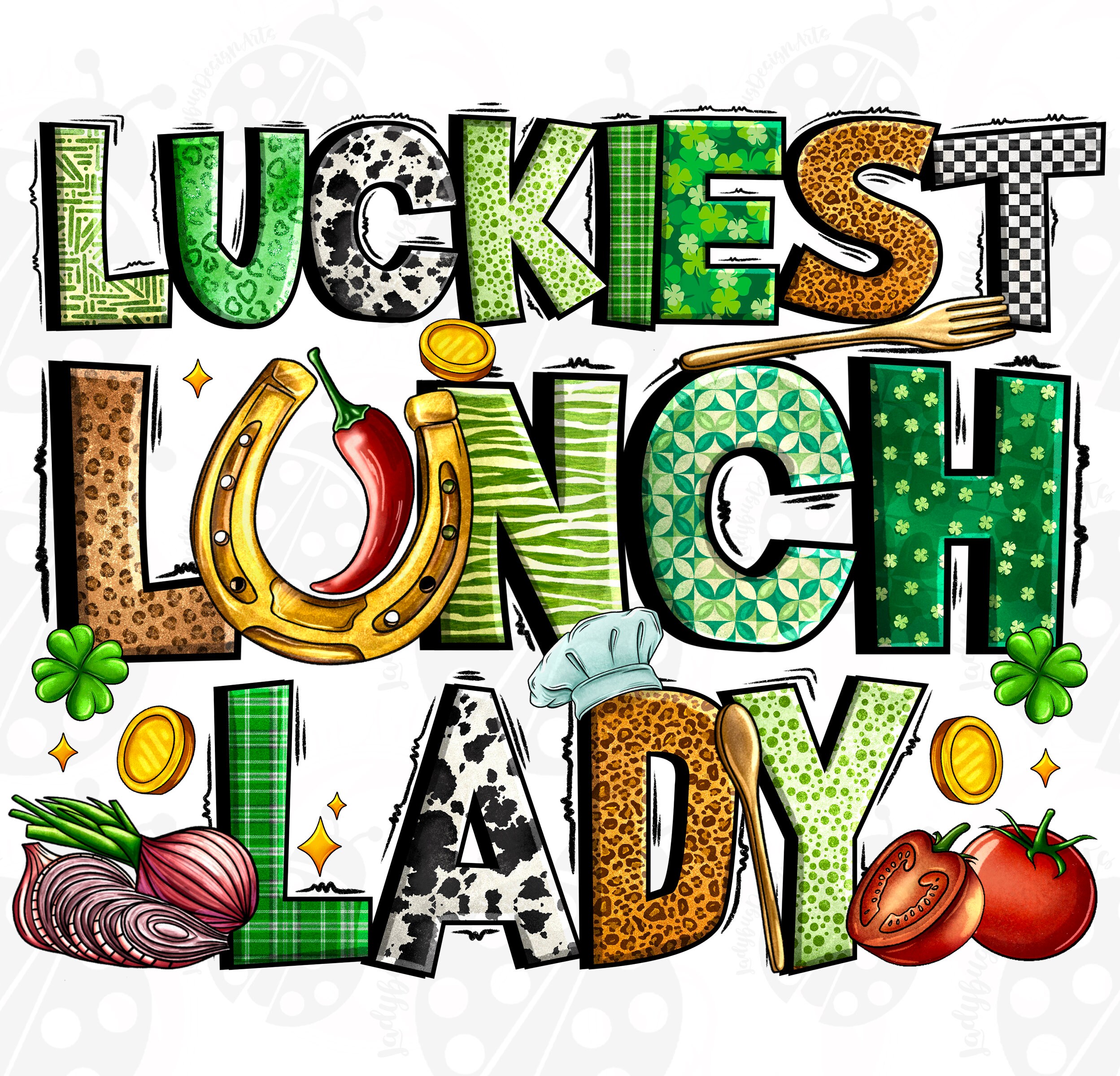Luckiest Lunch Lady Png Sublimation Design Download St Patricks Day