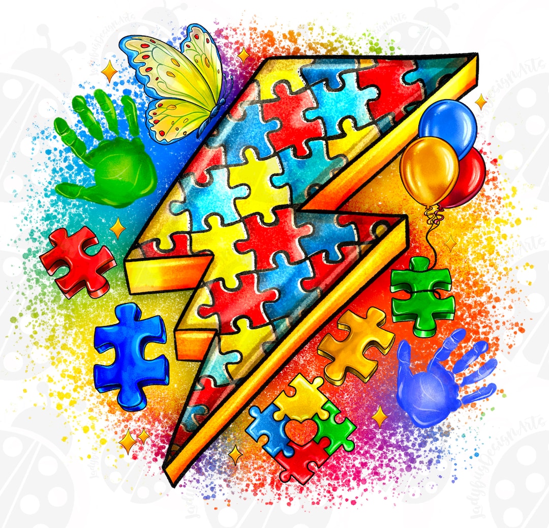 Autism Lightning Bolt Png, Sublimation Design Download, Autism ...