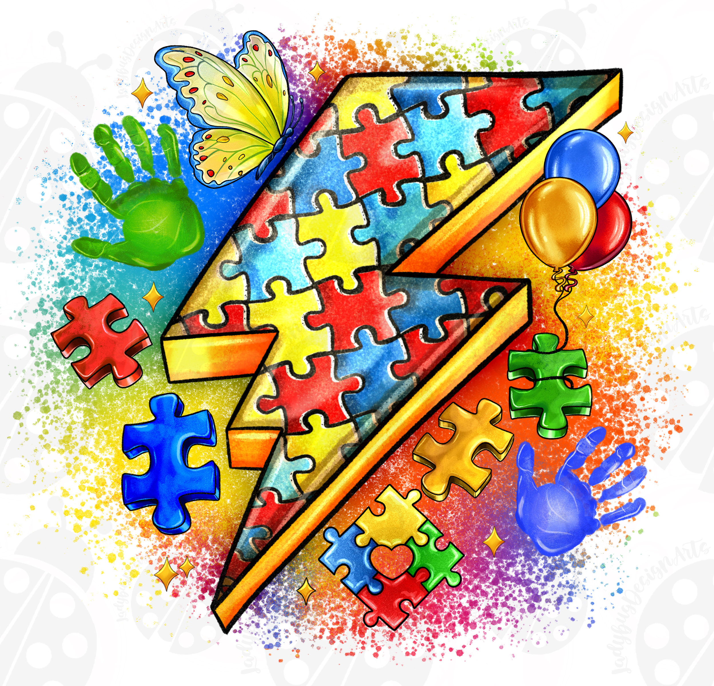 Autism Lightning Bolt Png, Sublimation Design Download, Autism ...
