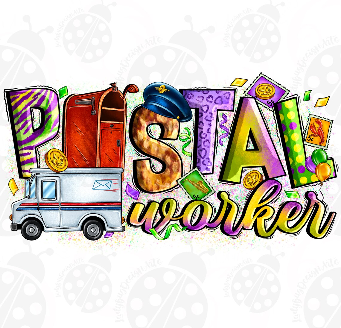 Postal Worker Mardi Gras Png, Postal Life Png, Postal Png, Worker ...