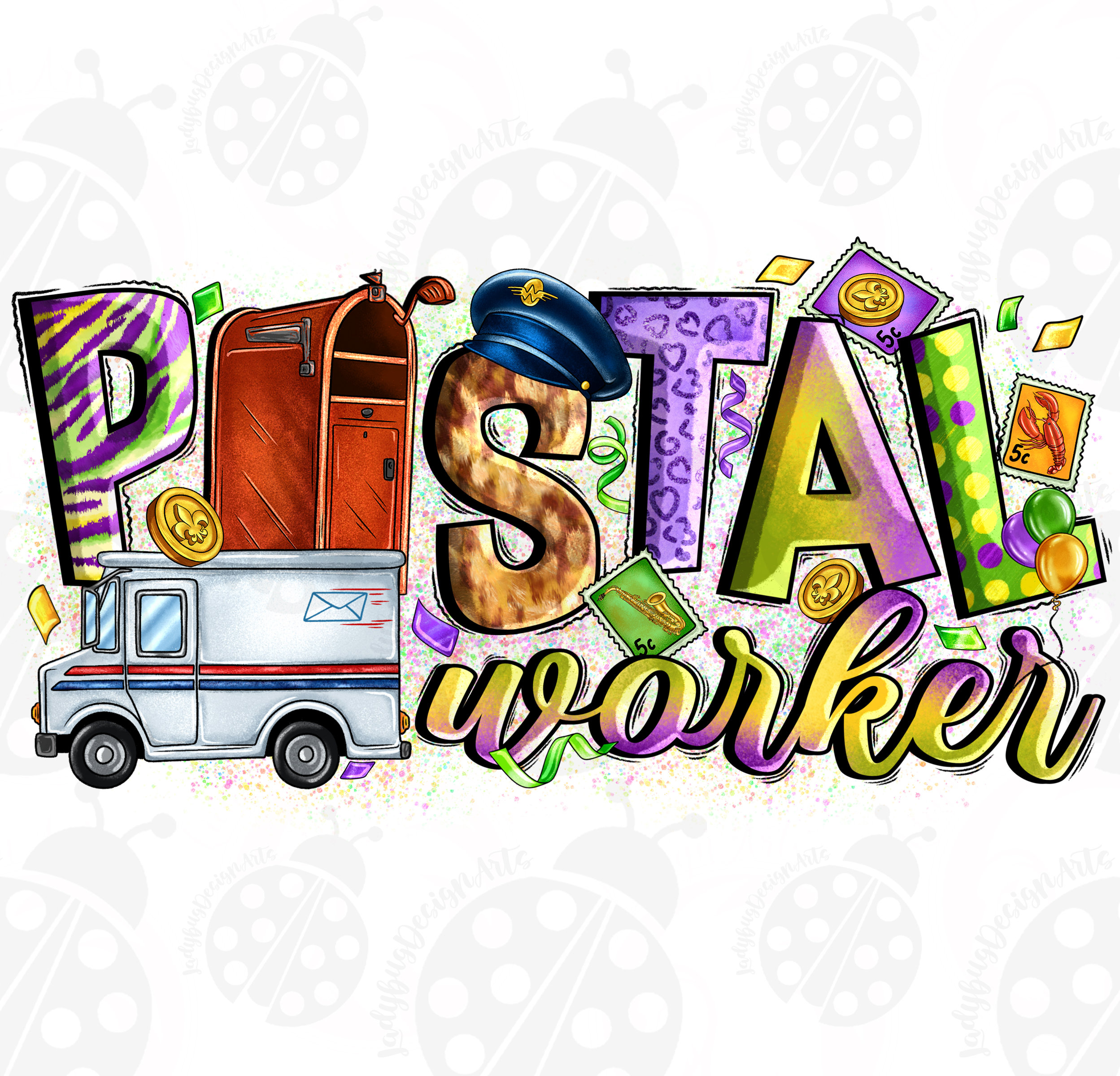 Postal Worker Mardi Gras Png, Postal Life Png, Postal Png, Worker ...